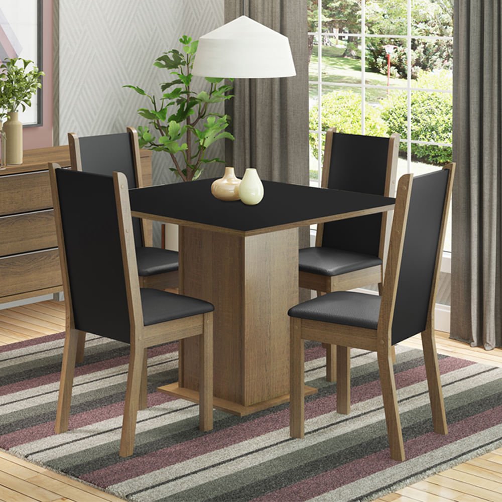 Conjunto Sala de Jantar Madesa Alana Mesa Tampo de Madeira com 4 ...