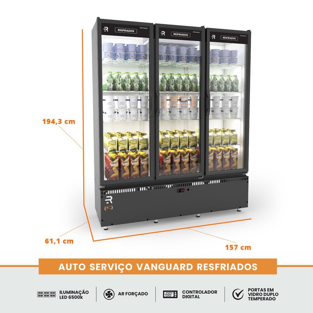 Auto Serviço Vanguard Resfriados 3 Porta 0 a 7 ºC ASVR3PB Branco Int ...