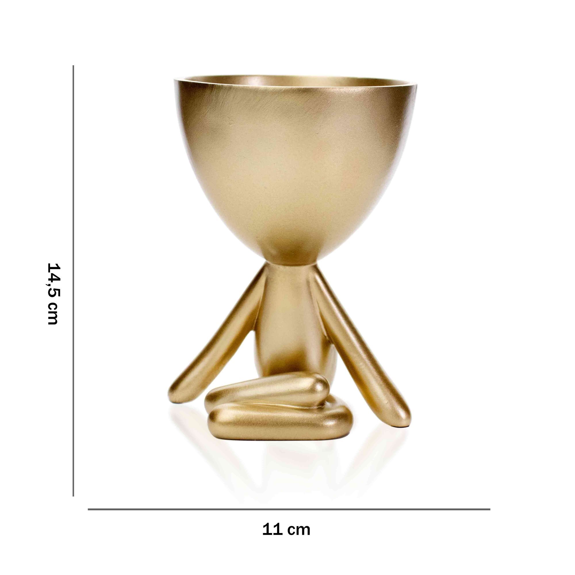 Vaso Decorativo Bob Robert Planta em Poliresina Dourado 14,5x11x10 cm ...