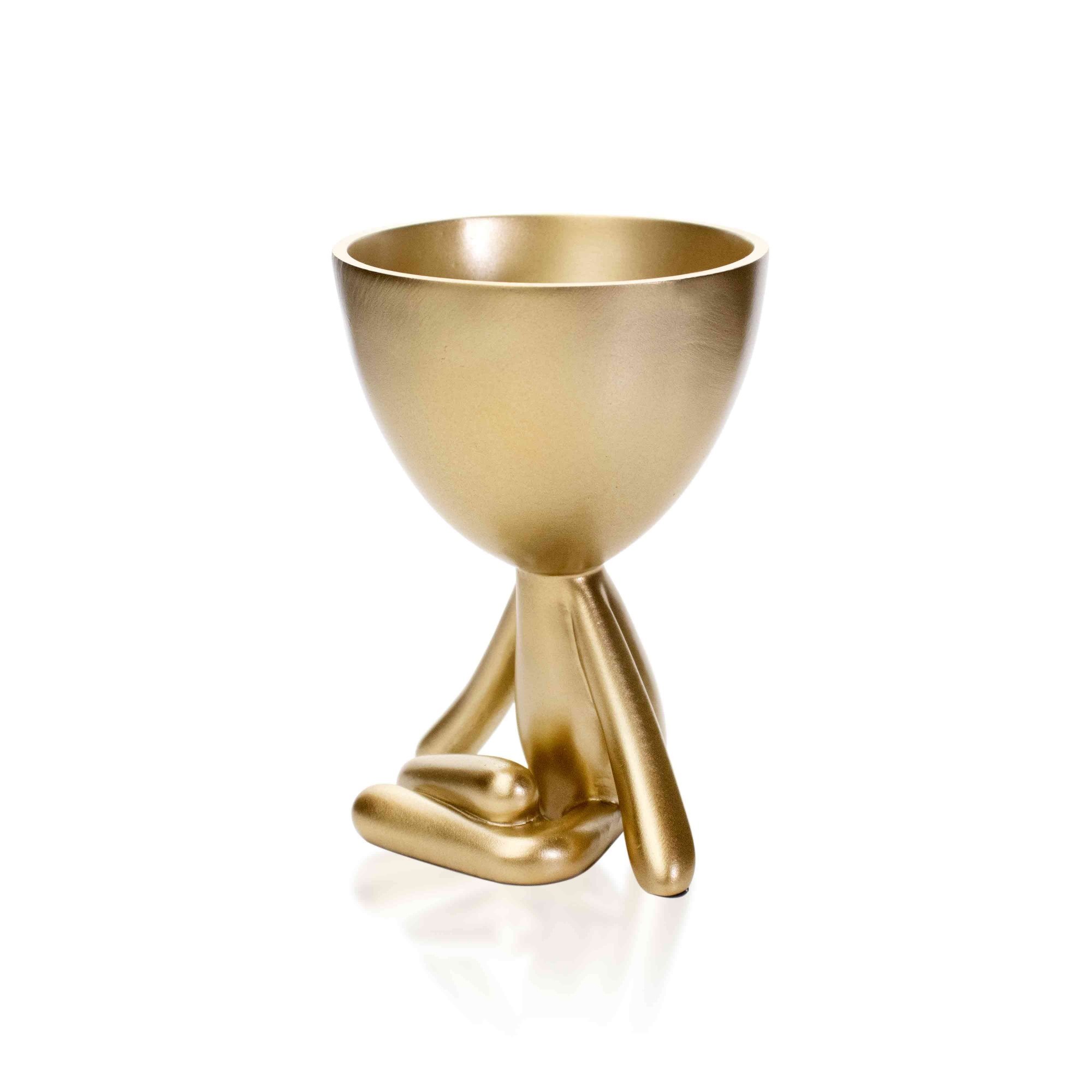 Vaso Decorativo Bob Robert Planta em Poliresina Dourado 14,5x11x10 cm ...