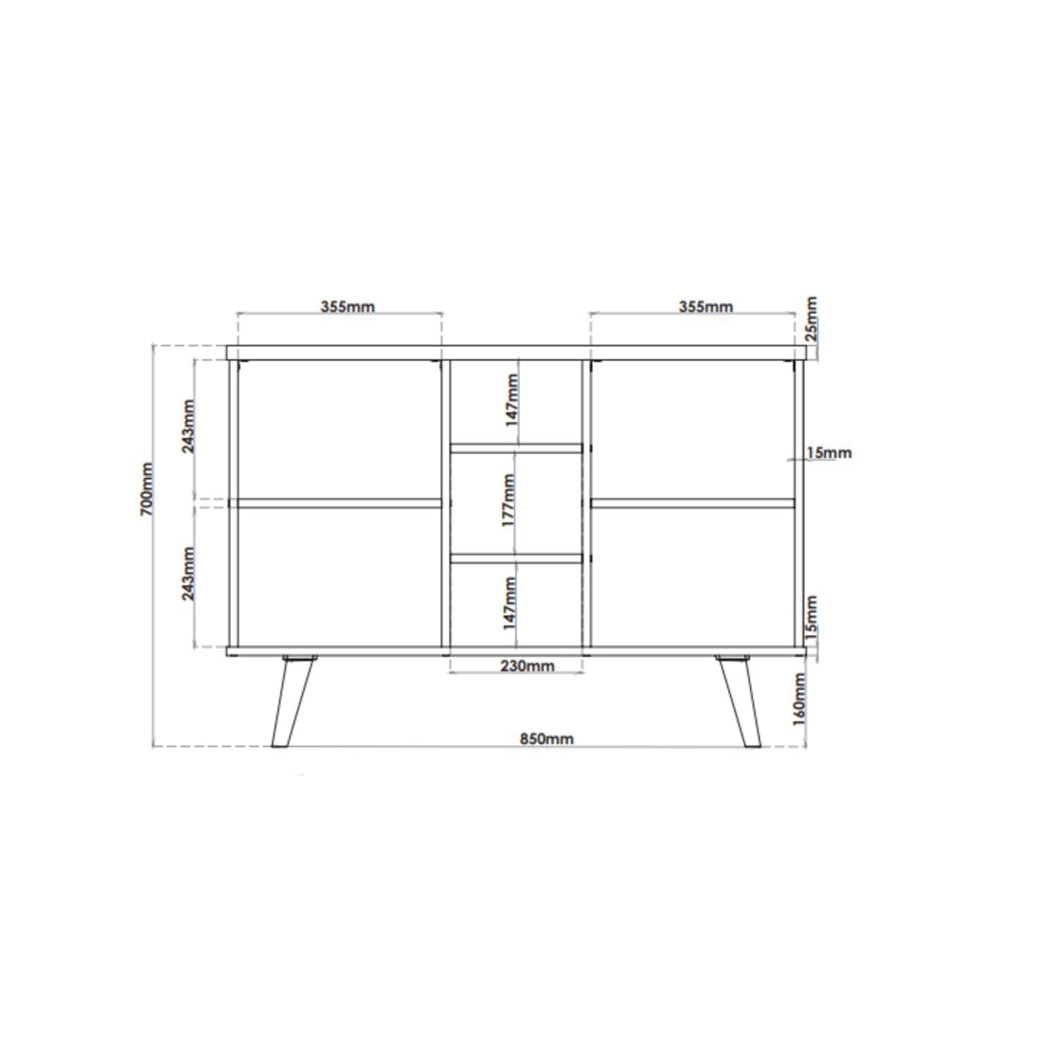 Buffet Saymon 2 Portas 3 Nichos Pés Palito Viero Móveis | MadeiraMadeira