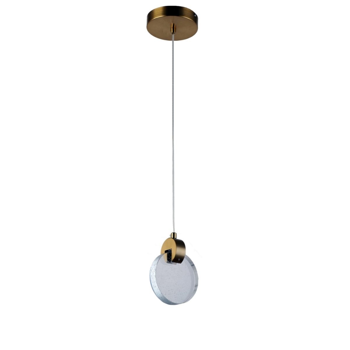 Lustre Pendente Disco Cristal Led Redondo Ouro Gold Bivolt Luz Amarela ...
