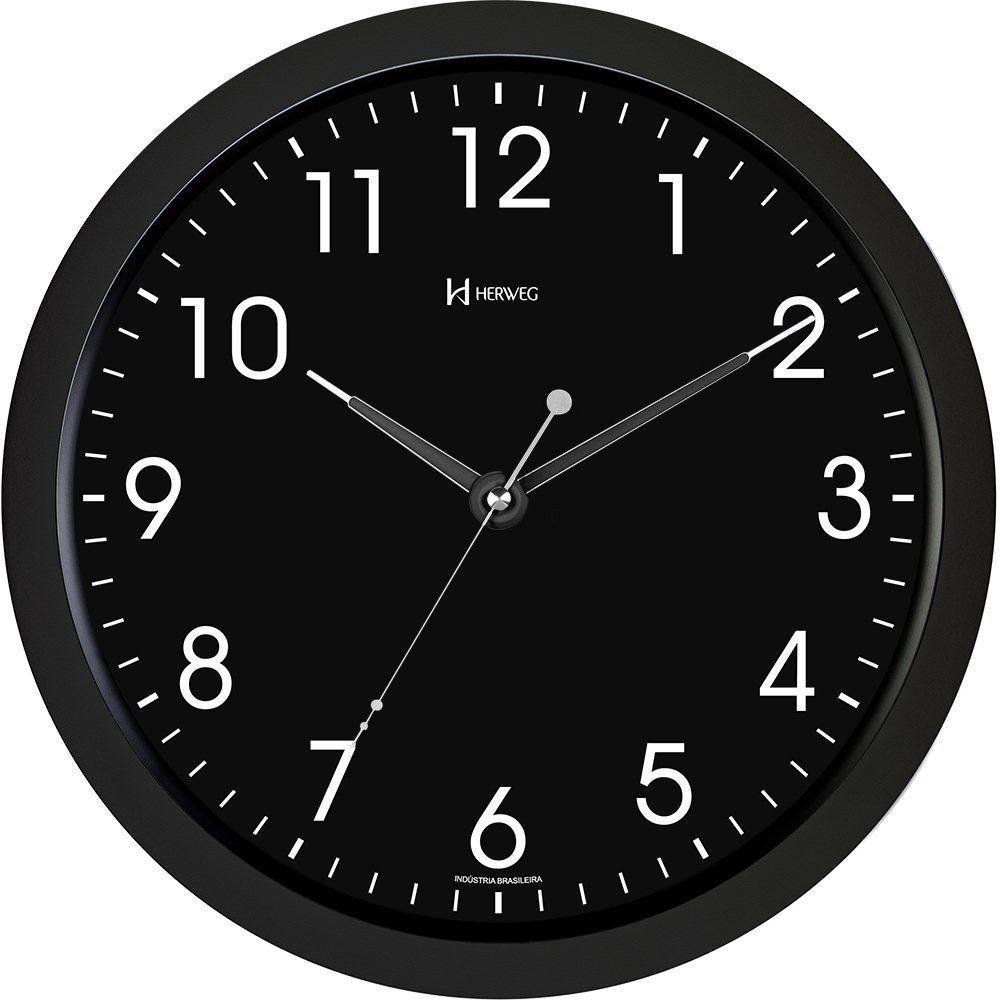 Relógio Parede Quarto Preto com Luz Led Sensor Herweg 6809 | MadeiraMadeira