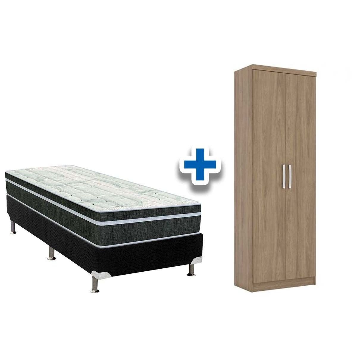 Cama Box Solteiro CRC + Bonnel Orthoflex + Armário Multiuso Margarida ...