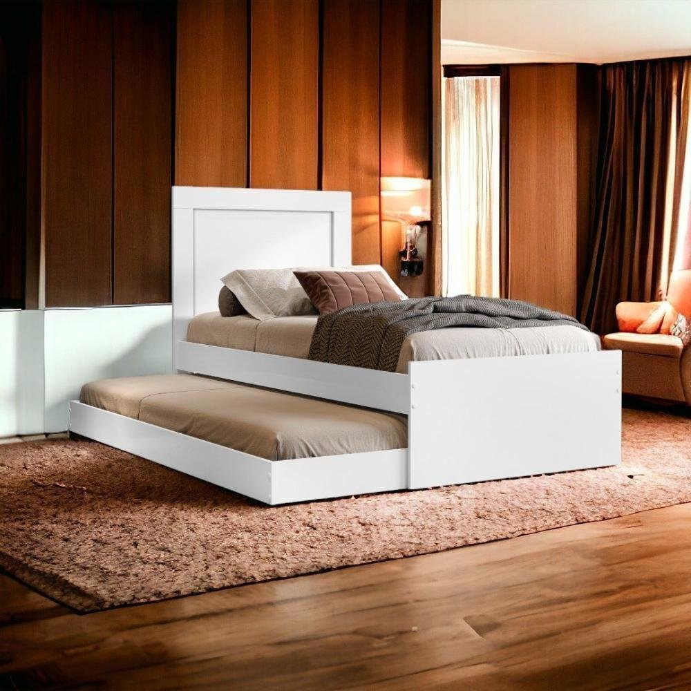 Cama Bibox Solteiro Luara Branco com 02 Colchões Cambel | MadeiraMadeira