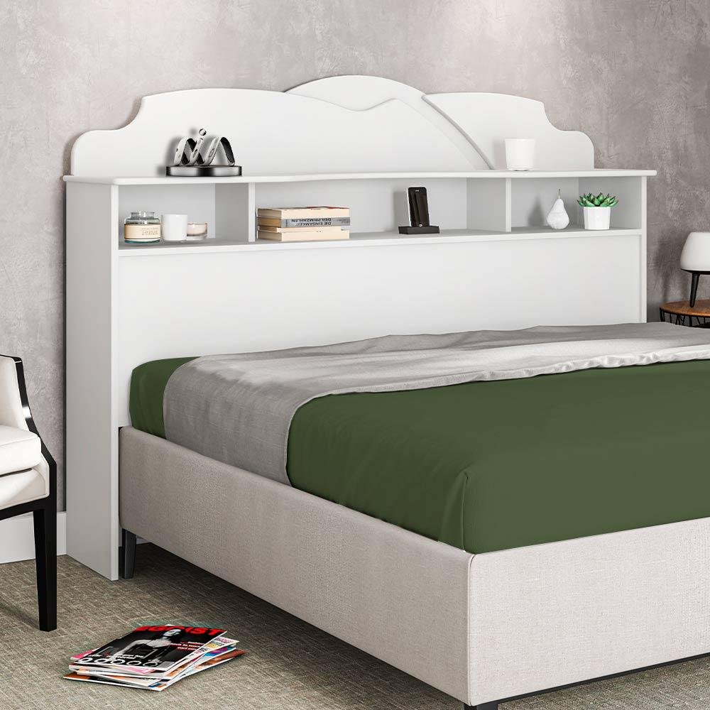 Cabeceira de Casal com Nichos Branco Cristal Geval | MadeiraMadeira