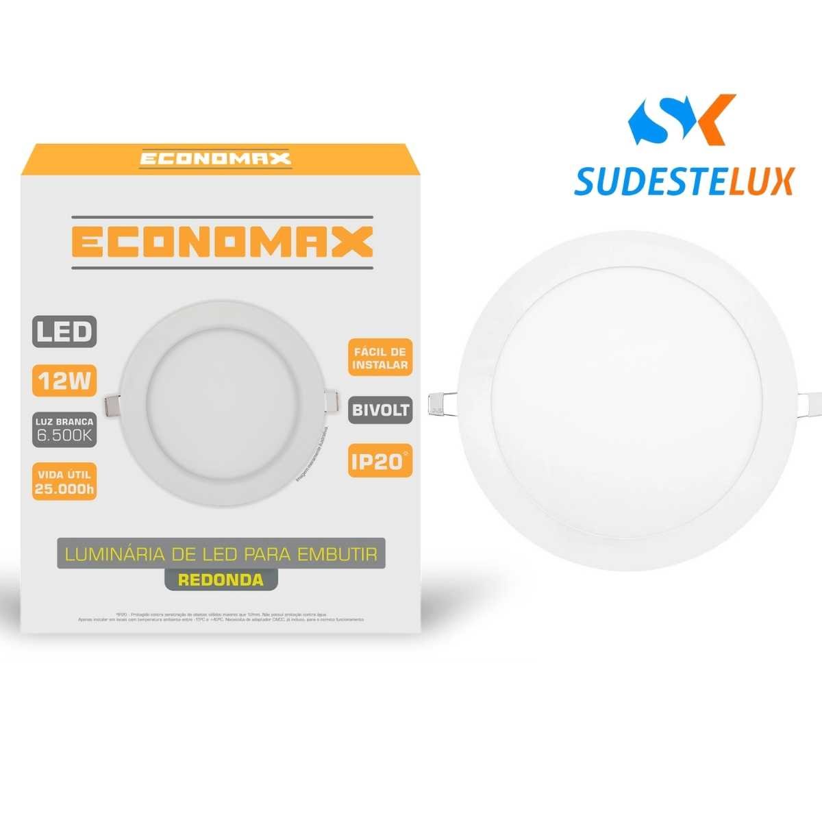 Luminária Led Slim Redonda Embutir 12w 6.500k Branca Fria Bivolt ...