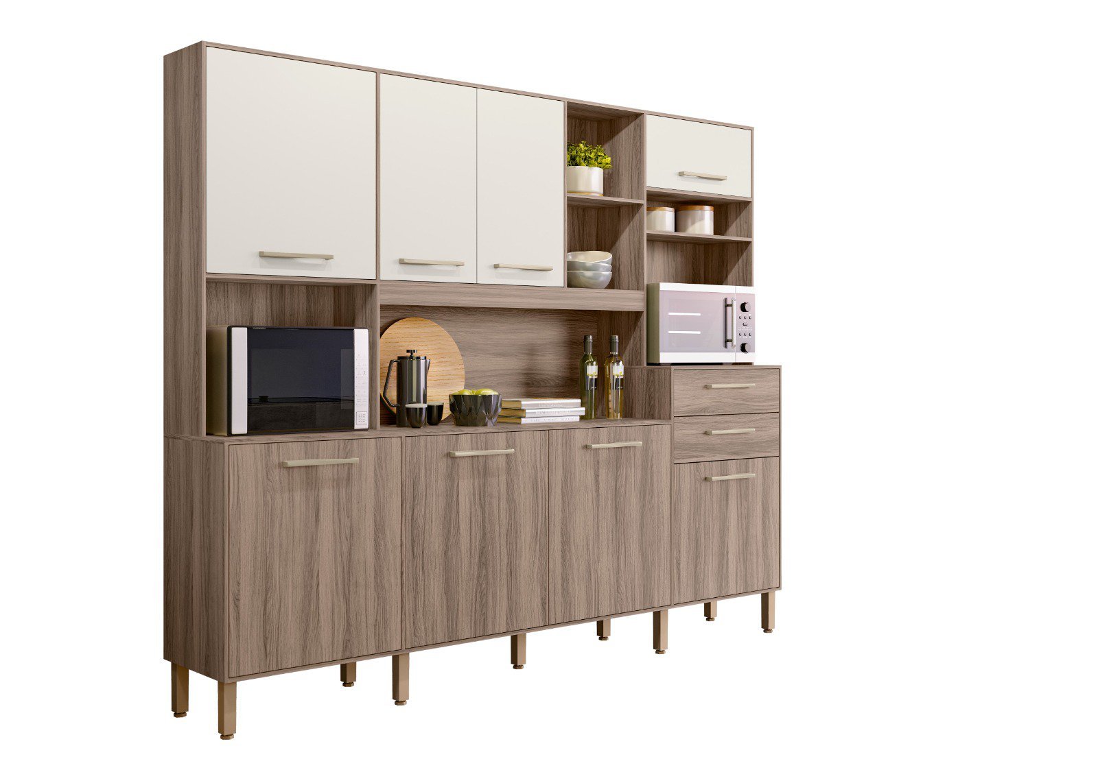 Kit Cozinha Hortelã 8 Portas Carvalho Nature/Off White Cristal ...