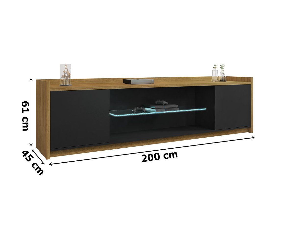 Rack Doha 2.0 Preto Fosco/Cinamomo – Bechara Móveis | MadeiraMadeira