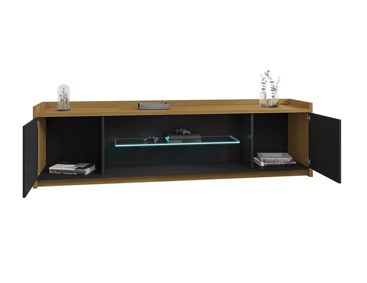 Rack Doha 2.0 Preto Fosco/Cinamomo – Bechara Móveis | MadeiraMadeira