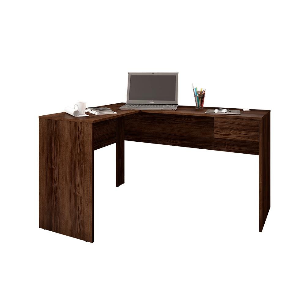 Escrivaninha Em L Com Gaveta Castanho Euro II Casa D | MadeiraMadeira