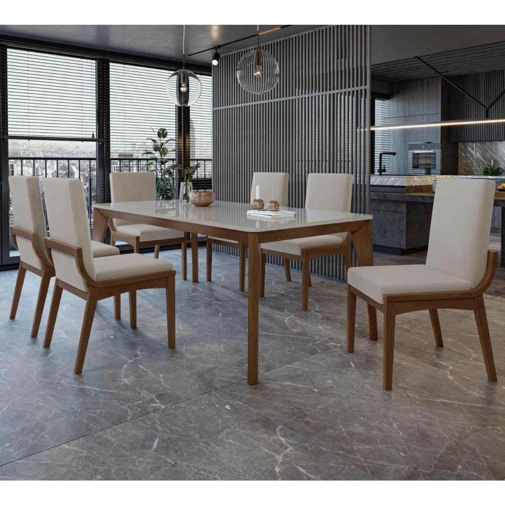Conjunto Sala de Jantar Veneza 1,80m com 06 Cadeiras Alice Móveis ...