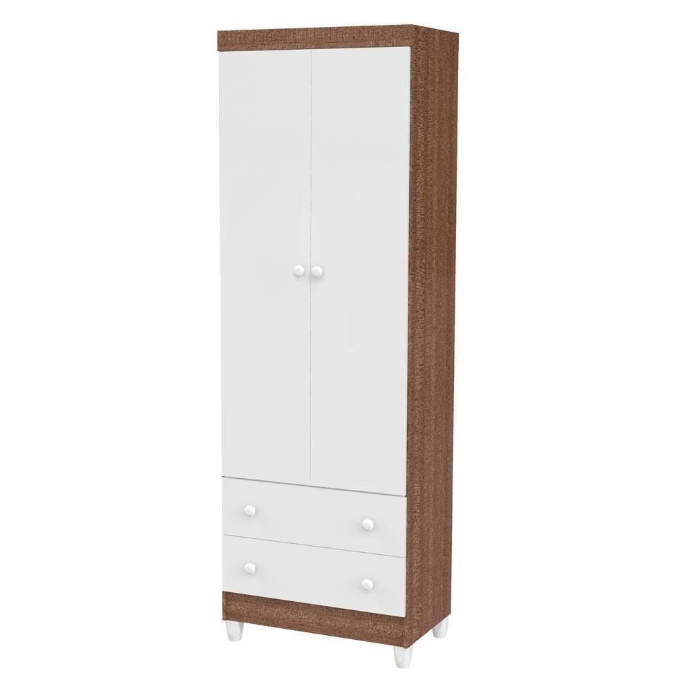 Guarda Roupa Infantil 2 Portas Com Gavetas Branco Fosco Com ...