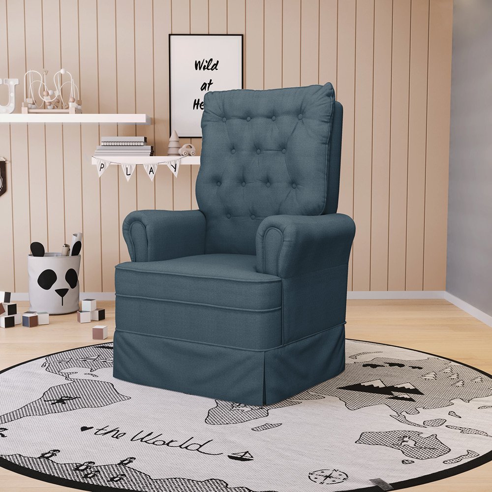 Poltrona de Amamentação com Balanço Laura Linho Azul TC195 Base de ...