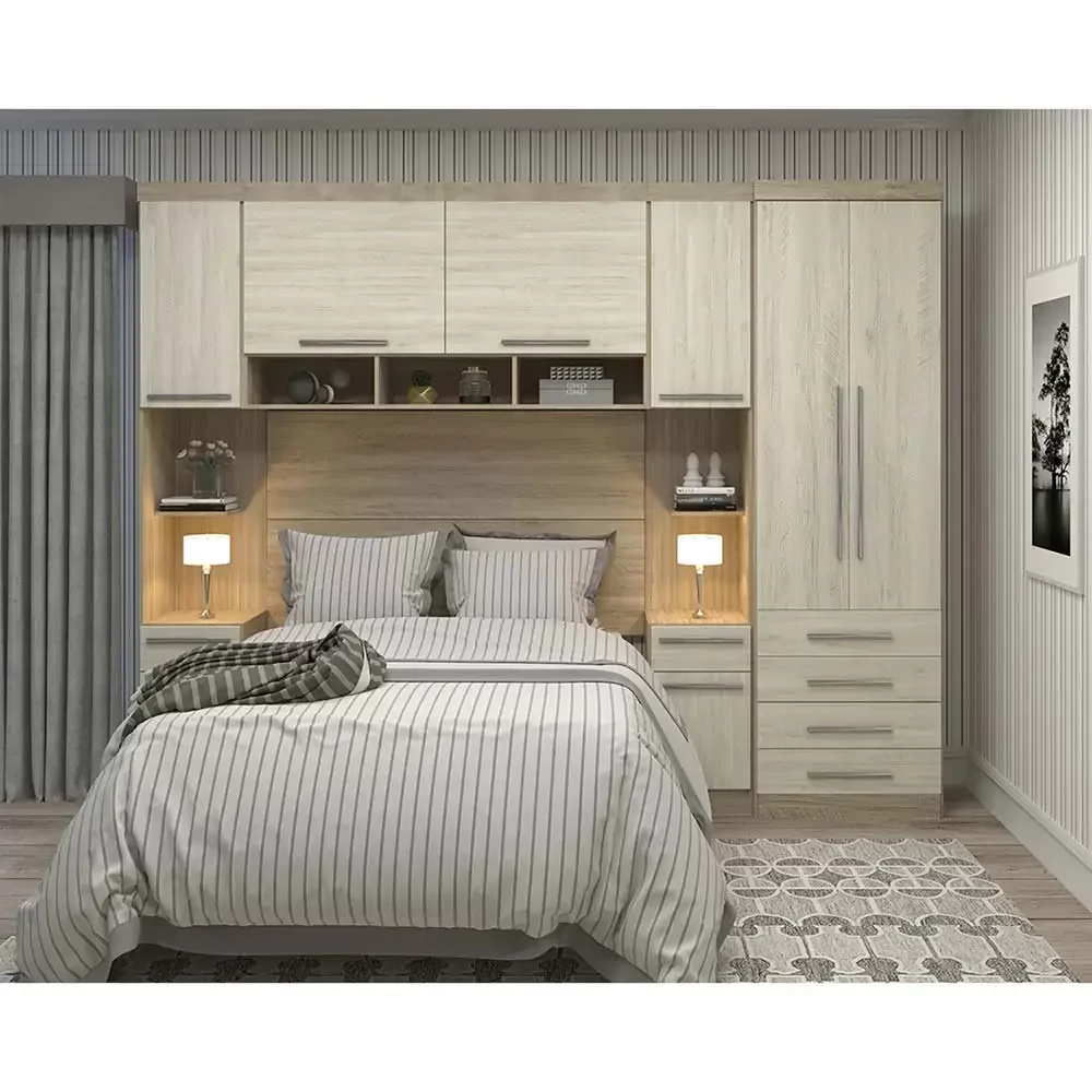 Conjunto Guarda Roupa Modulado Casal 8 Portas 6 Gavetas com Cabeceira ...
