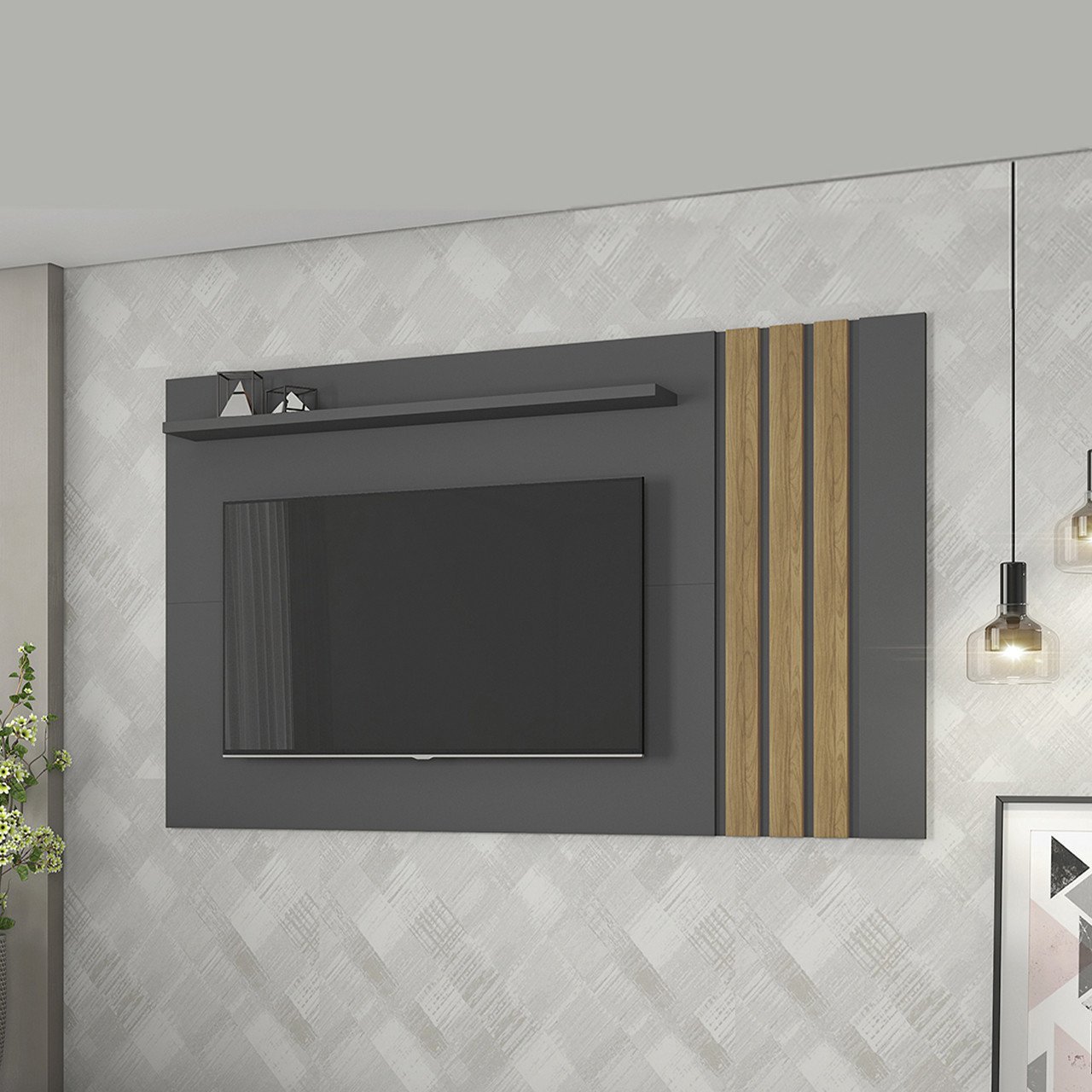 Painel para TV de até 70 Polegadas Atraente JCM Movelaria GRAFITE ...