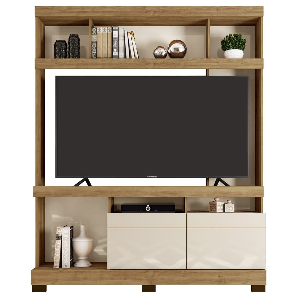 Estante Para TV 55 Polegadas Idealle Buriti Off White - Caemmun | MadeiraMadeira
