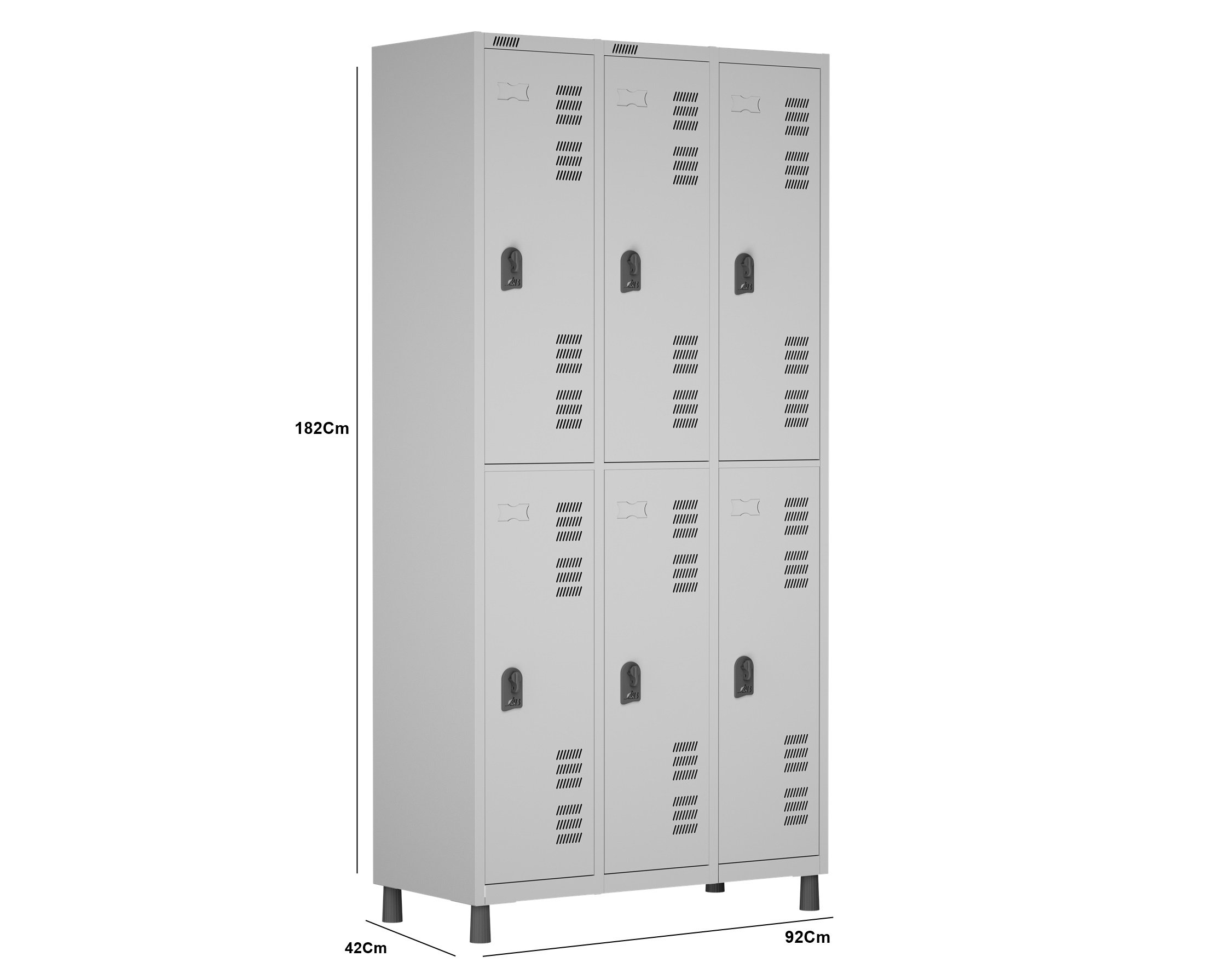 Locker Guarda Volume de Aço 6 Portas Grandes Cinza - 10004 | MadeiraMadeira
