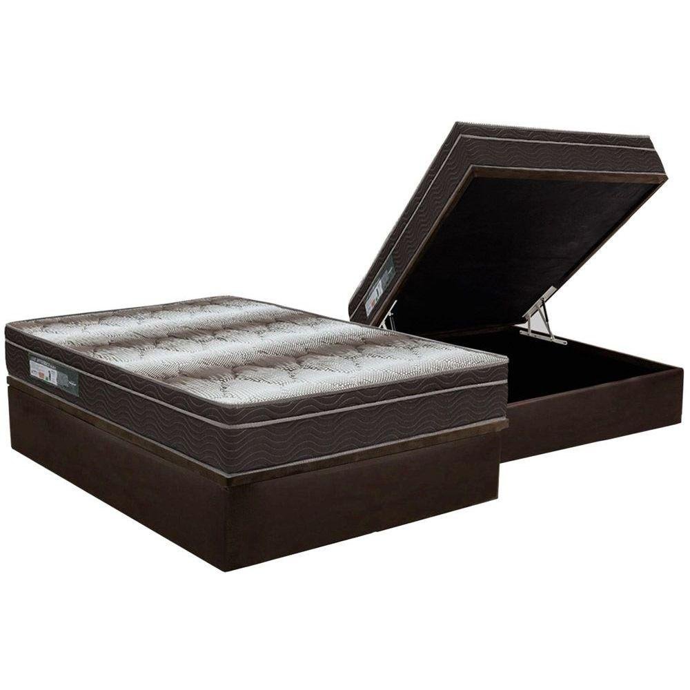 Cama Box Baú Casal: Colchão Ortopédico Ortobom Light + Base CRC Courano ...