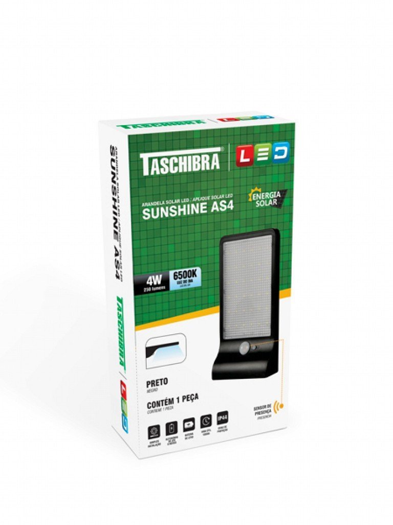 Arandela Solar LED Taschibra Sunshine AS4 4W | MadeiraMadeira