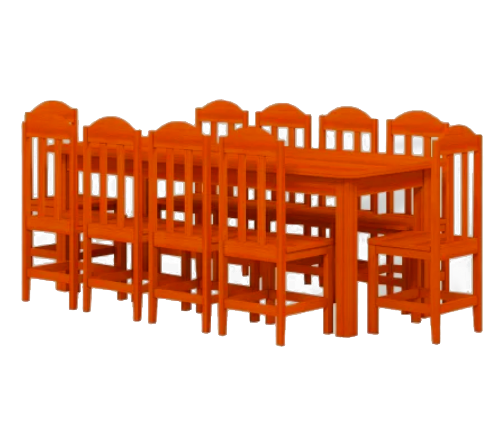 Mesa Com 10 Cadeiras de Madeira Maciça 220x88 Safira Mel | MadeiraMadeira