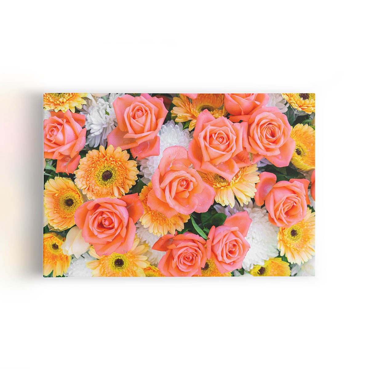 Quadro Mix de Flores Colorido Rosa e Laranja Canvas 100x70cm ...