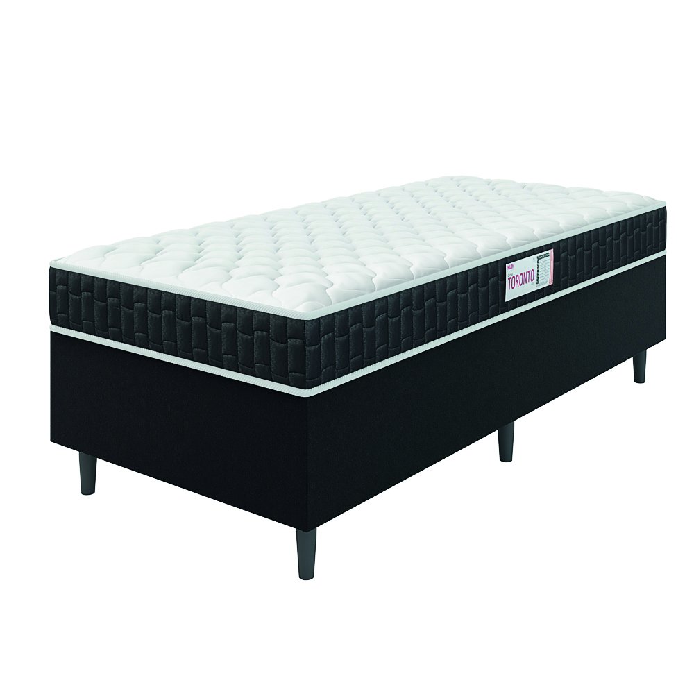 Cama Box Colchão Solteiro Espuma D33 Toronto 78x188x52cm Preto / Branco ...
