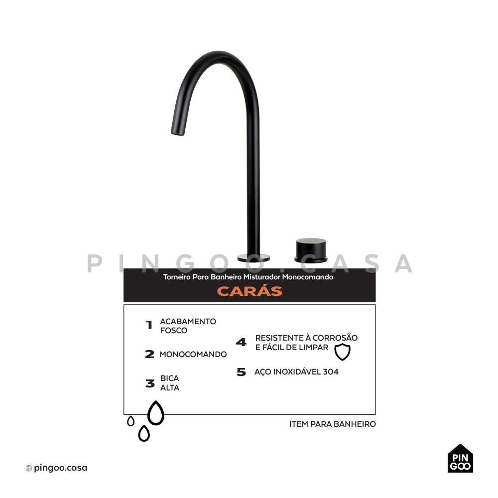 Torneira para Banheiro Misturador Monocomando Carás Pingoo.casa - Preto ...