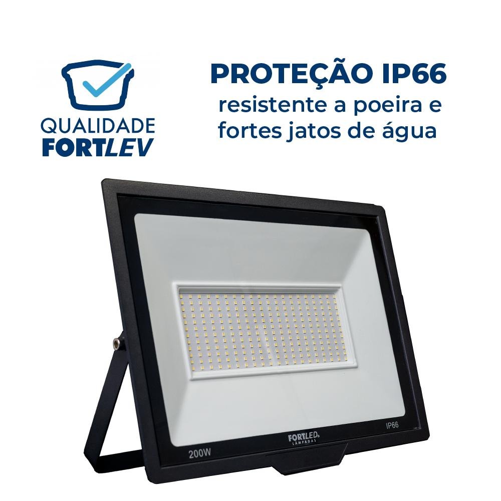 Refletor de Led 200W Luz Branca 110/220V 25.000h Fortled | MadeiraMadeira