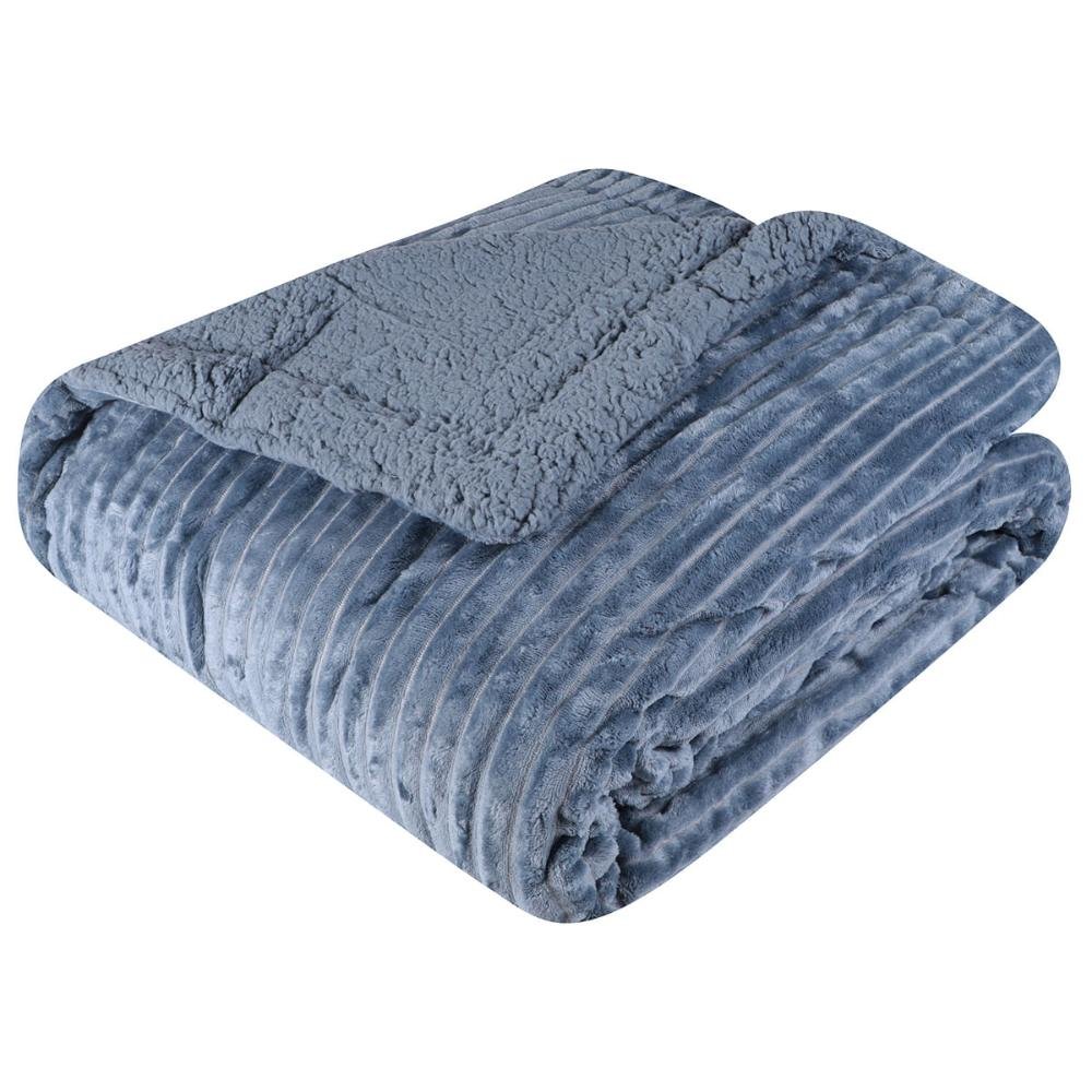 Manta Sherpa Casal Color Maxxi Canelada Azul 18-3918 Pernambucanas Casa ...