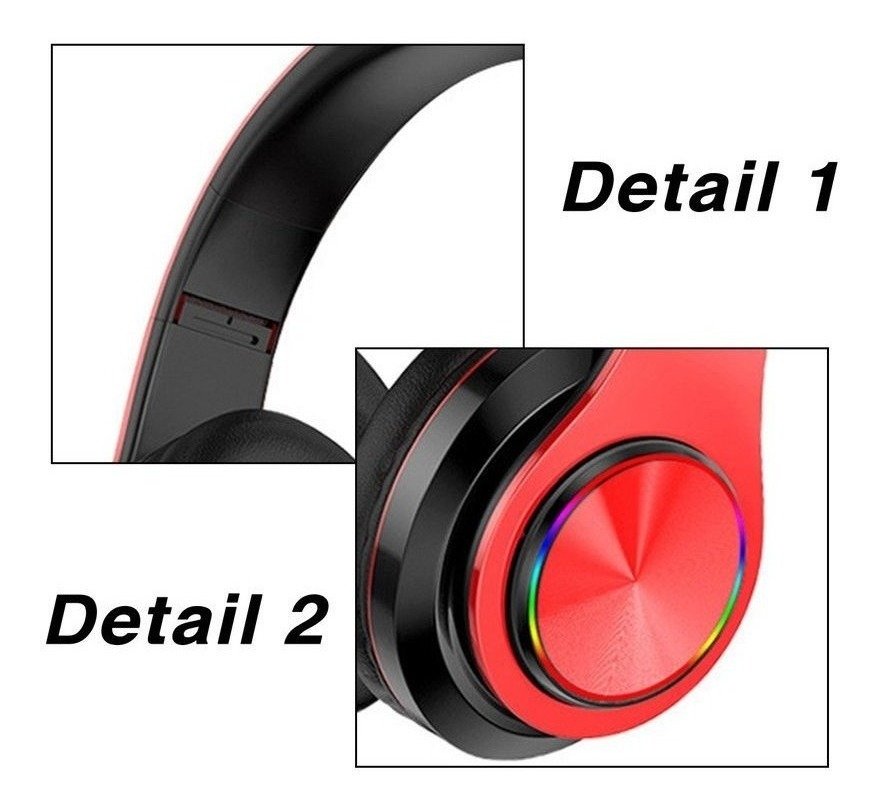 Fone De Ouvido Headset Sem Fio 5.0 Com Led Dobrável - Vermelho ...