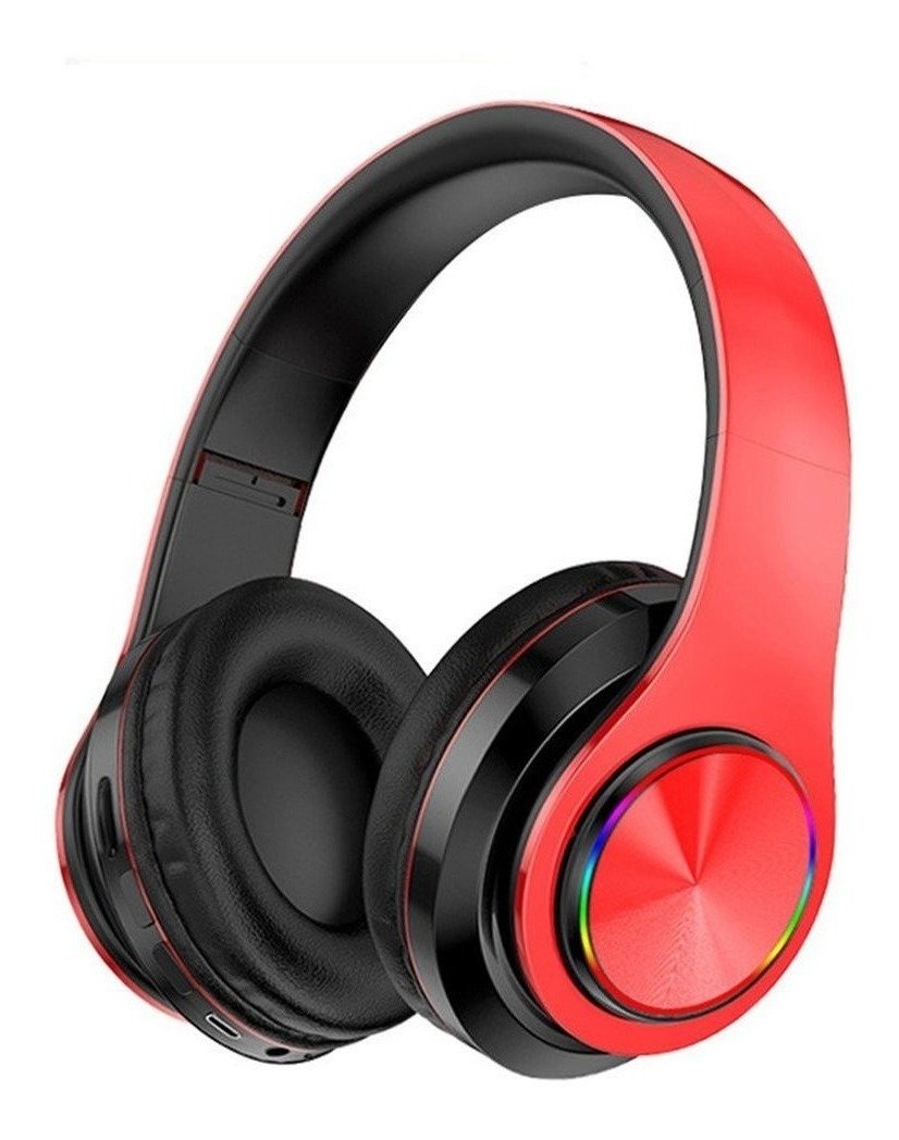 Fone De Ouvido Headset Sem Fio 5.0 Com Led Dobrável - Vermelho ...
