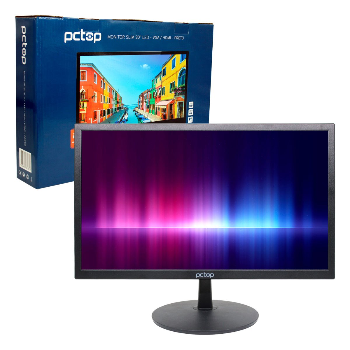 Monitor LED PCTOP 20" Polegadas, Resolução 1600x900, 5ms, HDMI/VGA/Vesa ...