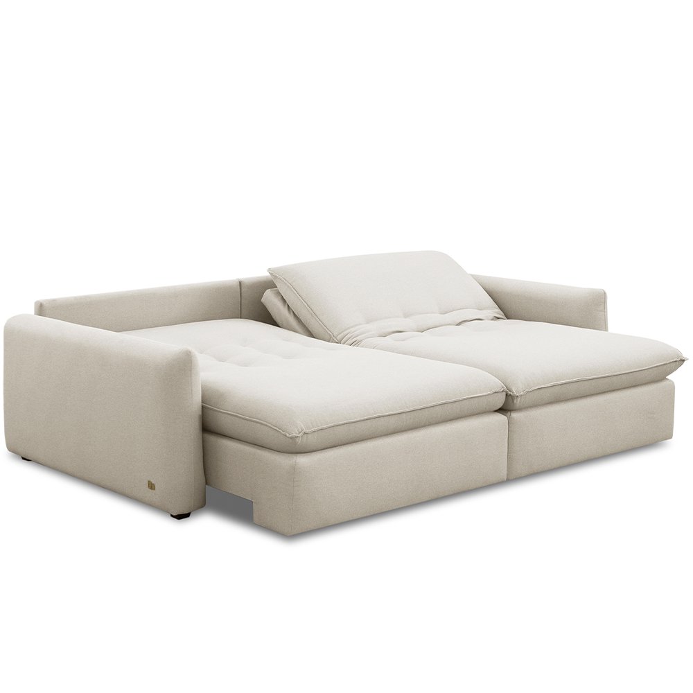 Sofá Cama Retrátil 3 Lugares para Sala de Estar 190cm Asher T03 Veludo Bege - Lyam Decor ...