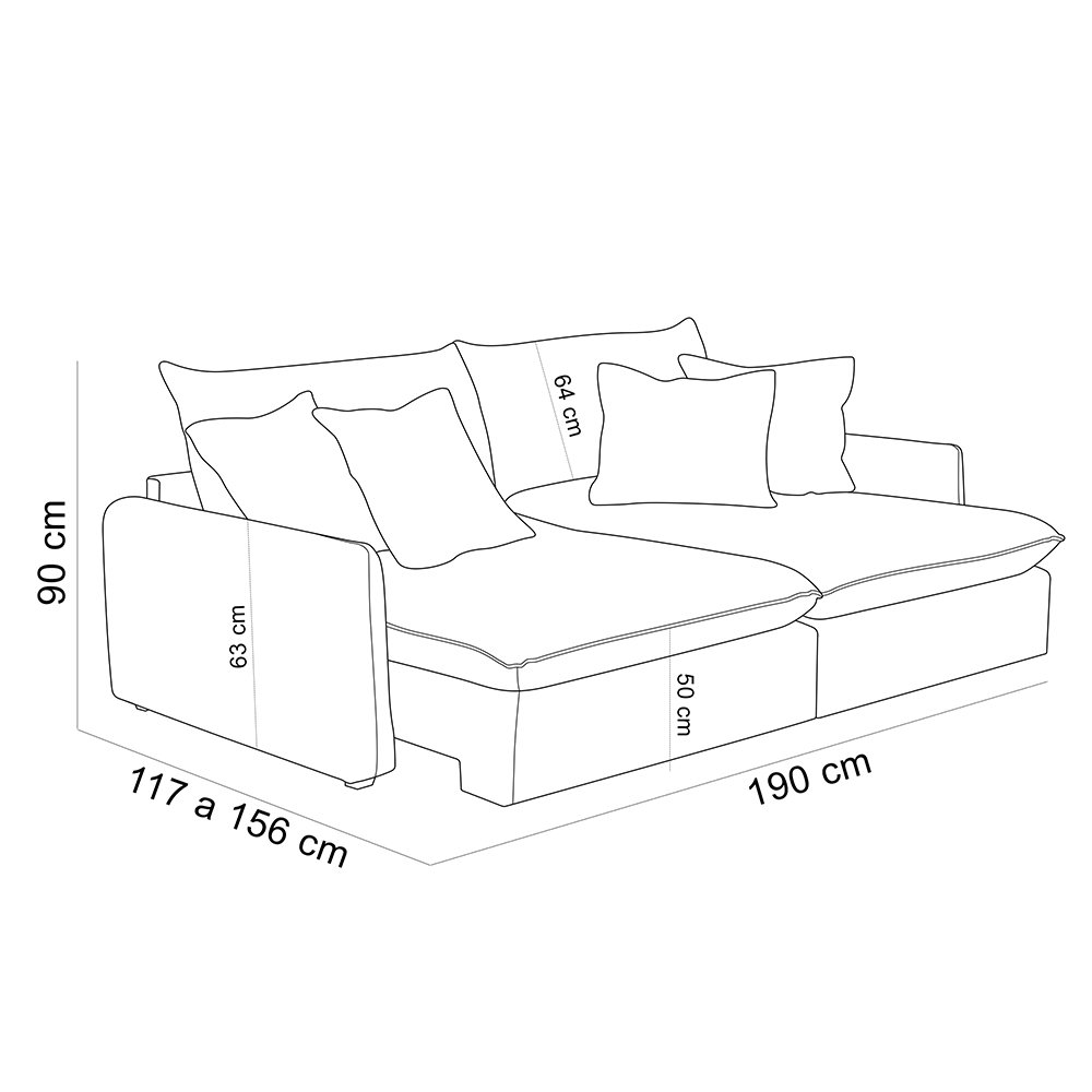 Sofá Cama Retrátil 3 Lugares para Sala de Estar 190cm Asher T03 Veludo Bege - Lyam Decor ...