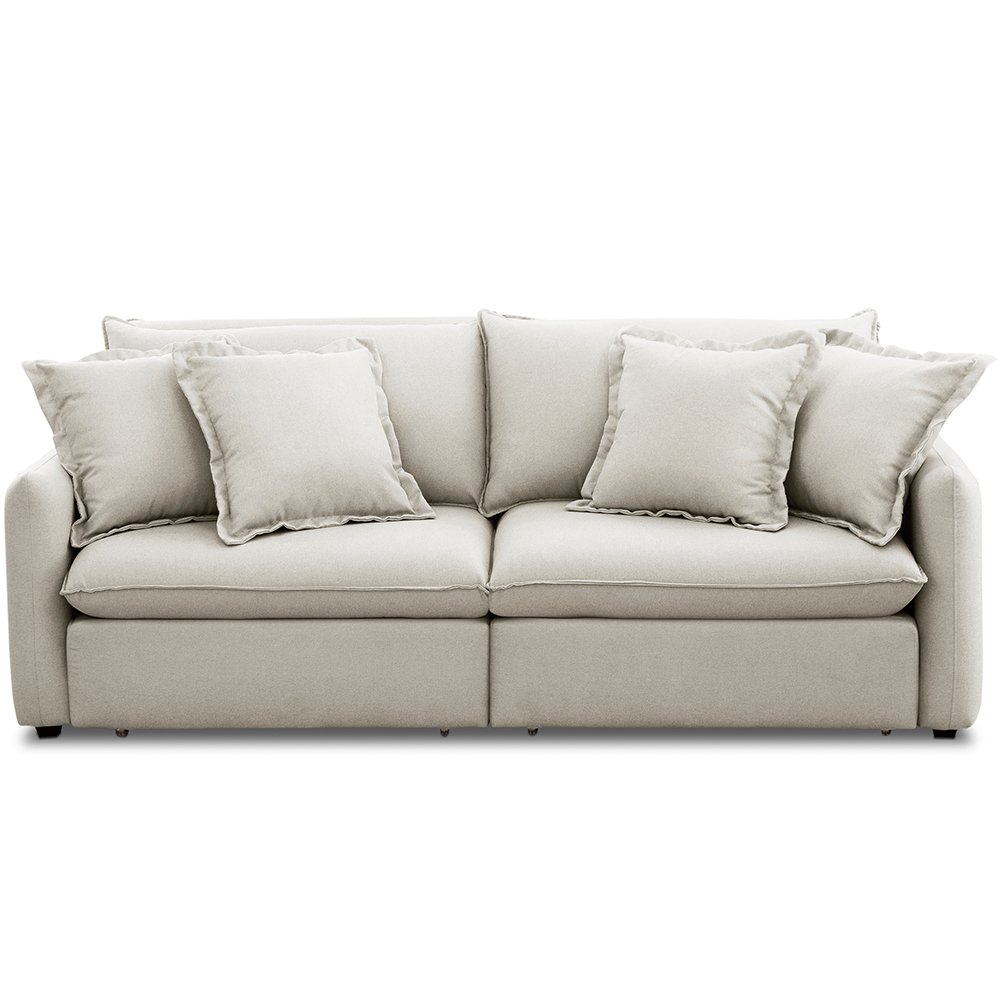 Sofá Cama Retrátil 3 Lugares para Sala de Estar 190cm Asher T03 Veludo Bege - Lyam Decor ...