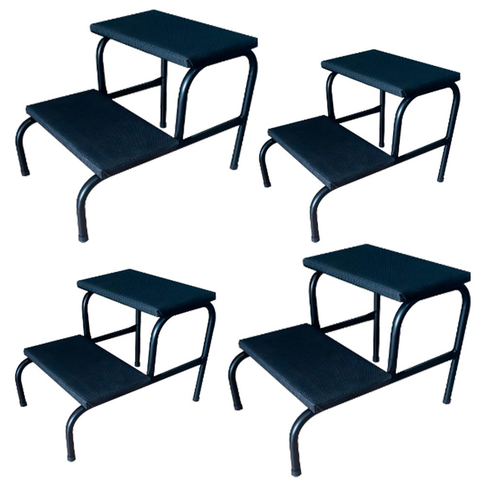 Kit 4 Escadas Multiuso 2 Degraus Piso Em MDF Com Antiderrapante Preta Medcombo Escadinha ...