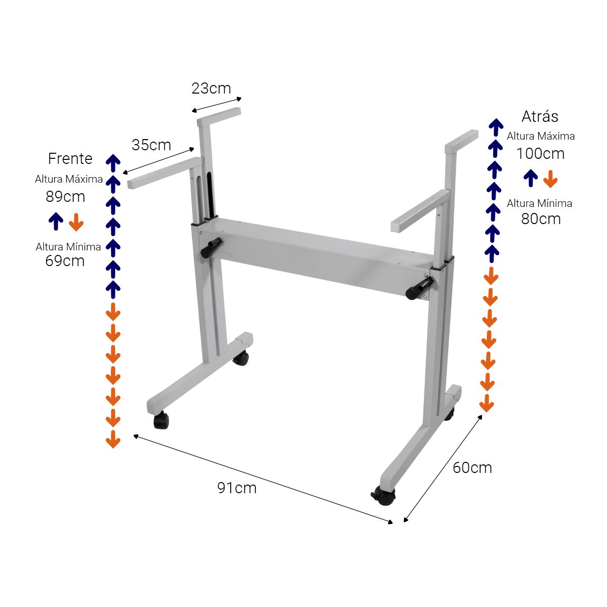 Mesa Ergonômica Dupla Regulável Tampo Portoro Marmorizado Com Rodinhas ...