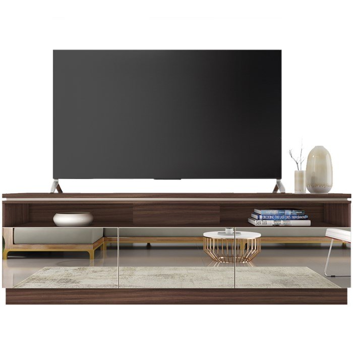 Bancada Rack Para TV 80 Polegadas Ubatuba Nogueira Real Off White CLB ...