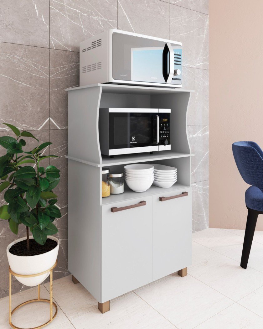 Balcão de Cozinha para Microondas 2 Portas Lucca - Darmovel Branco ...