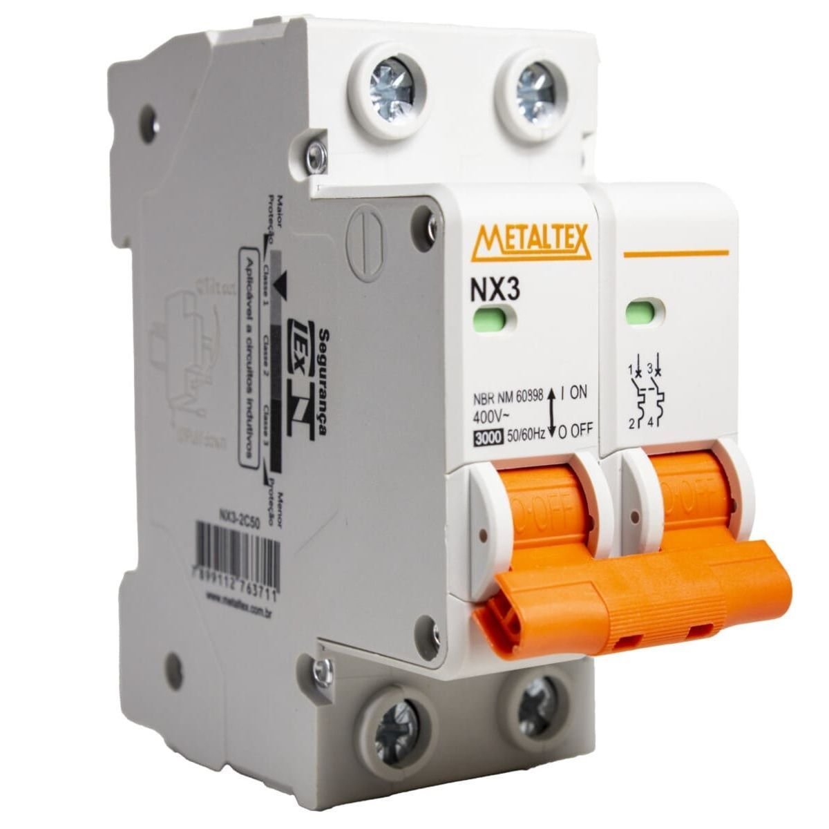 Mini Disjuntor 20a Bipolar C Selo Inmetro Nx3-2c20 Metaltex Metaltex Nx | MadeiraMadeira