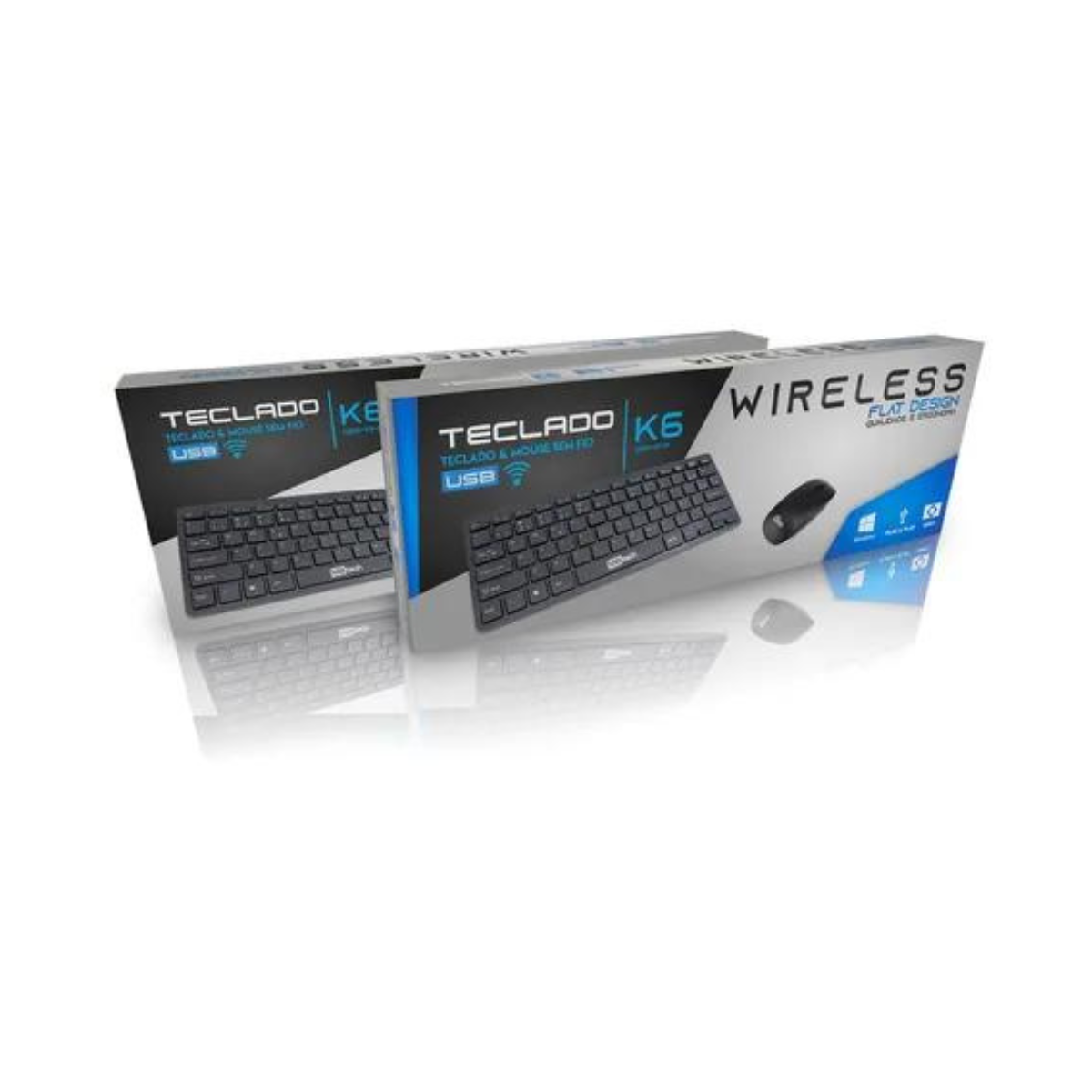 Kit Teclado E Mouse Sem Fio Mbtech K6 Wireless Notebook PC | MadeiraMadeira
