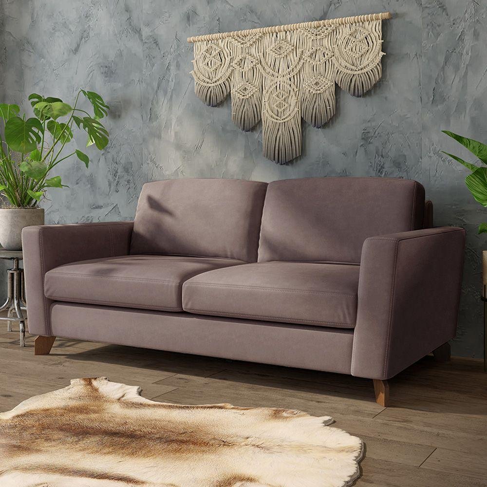 Sofá Sala de Estar Living 3 Lugares 280cm Presley Pés Madeira Veludo ...