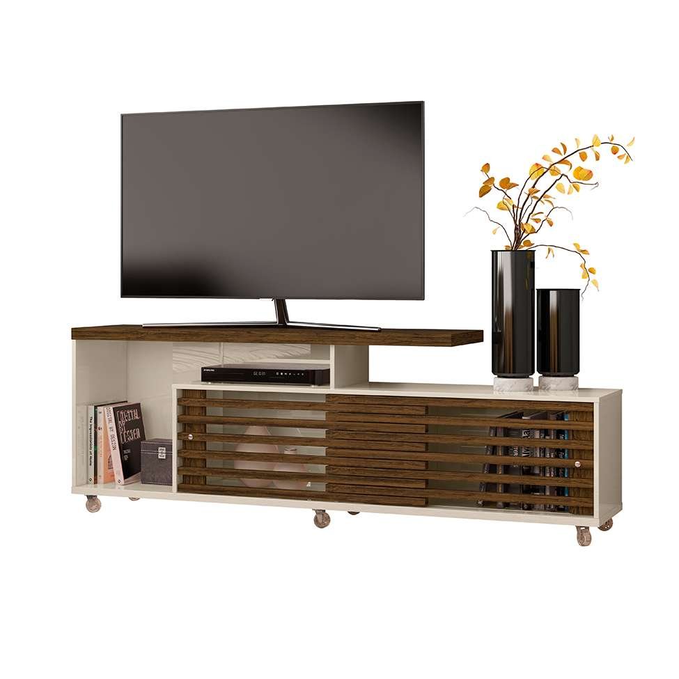 Rack Para TV 65 Polegadas 2 Portas Frizz Off White Savana | MadeiraMadeira