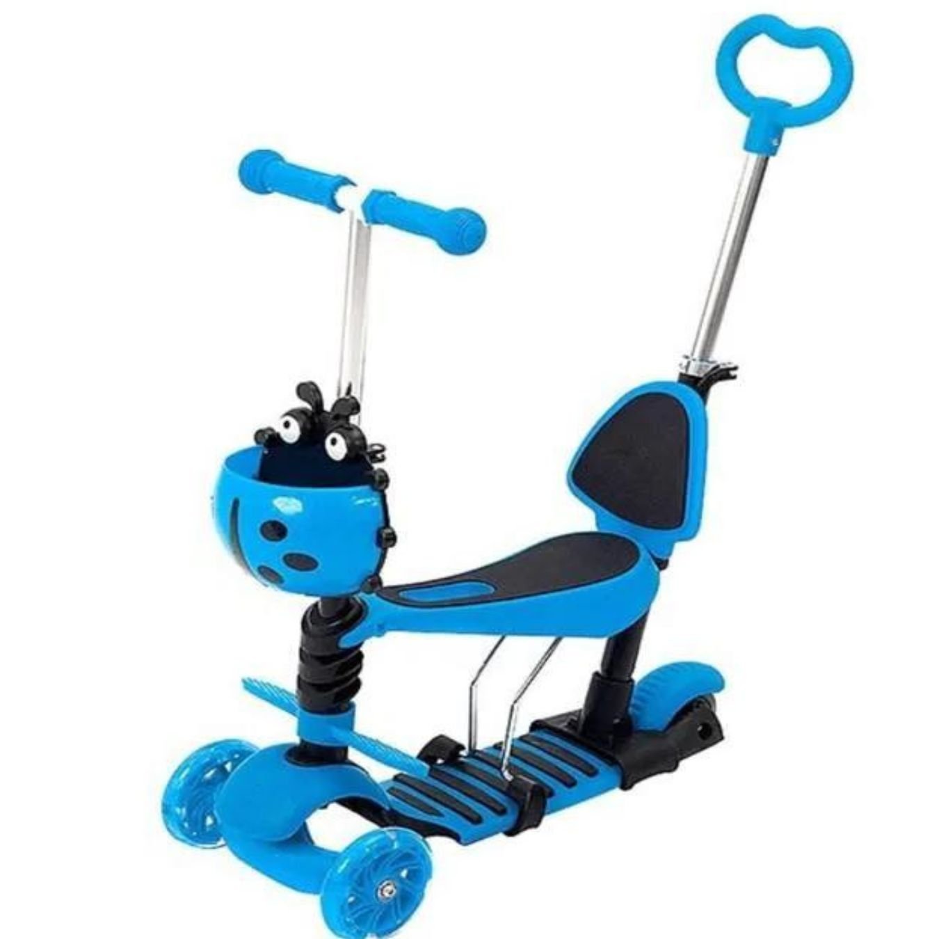 PATINETE INF. 3 RODA 5 EM1 JOANINHA COM CESTO E LUZ COR:AZUL | MadeiraMadeira