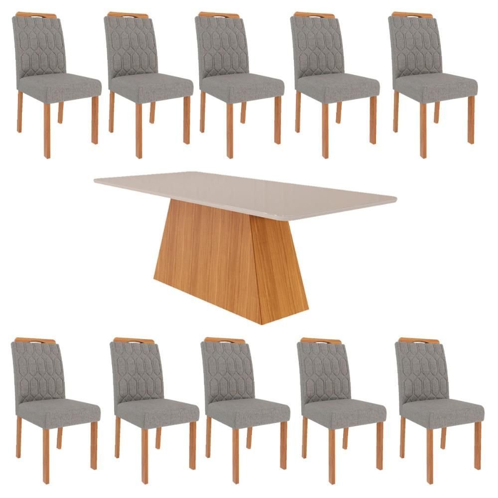 Conjunto Sala de Jantar Mesa Helena 210x100 Cm e 10 Cadeiras Paola Wood ...