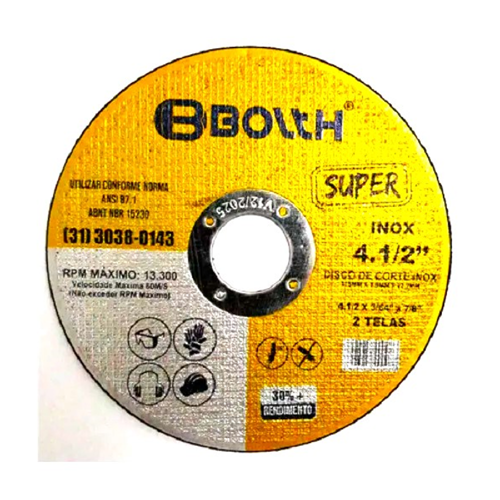Disco de Corte Bolth Inox 4.1/2" X 1,0 X 22mm | MadeiraMadeira