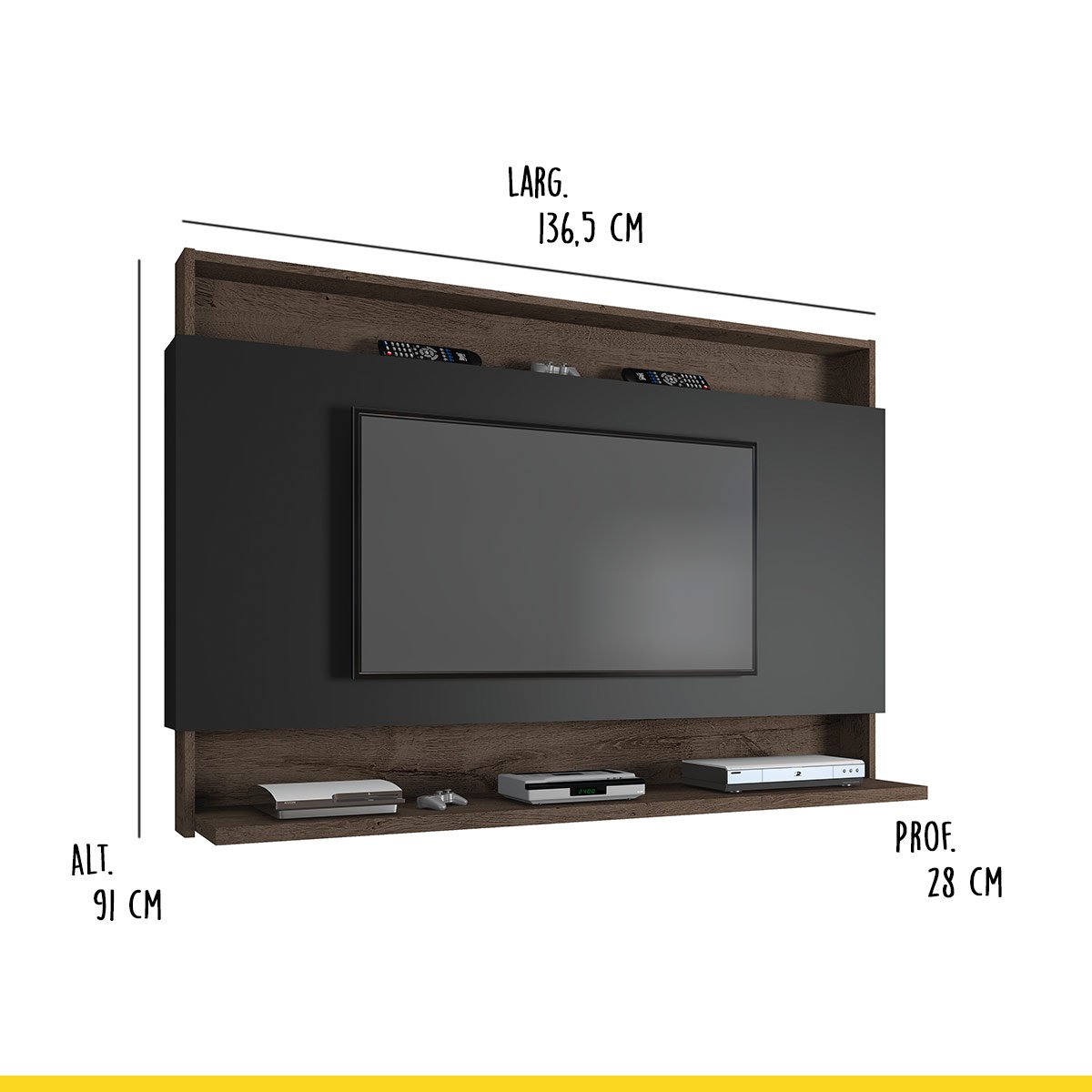 Painel Home para TV até 50 Pol 136 x 91 Cm Madri MDP Coffee Preto ...