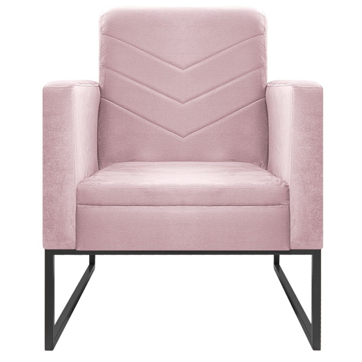 Poltrona Bella Base de Ferro Preta Corano - ADJ Decor - Rosa Bebê ...