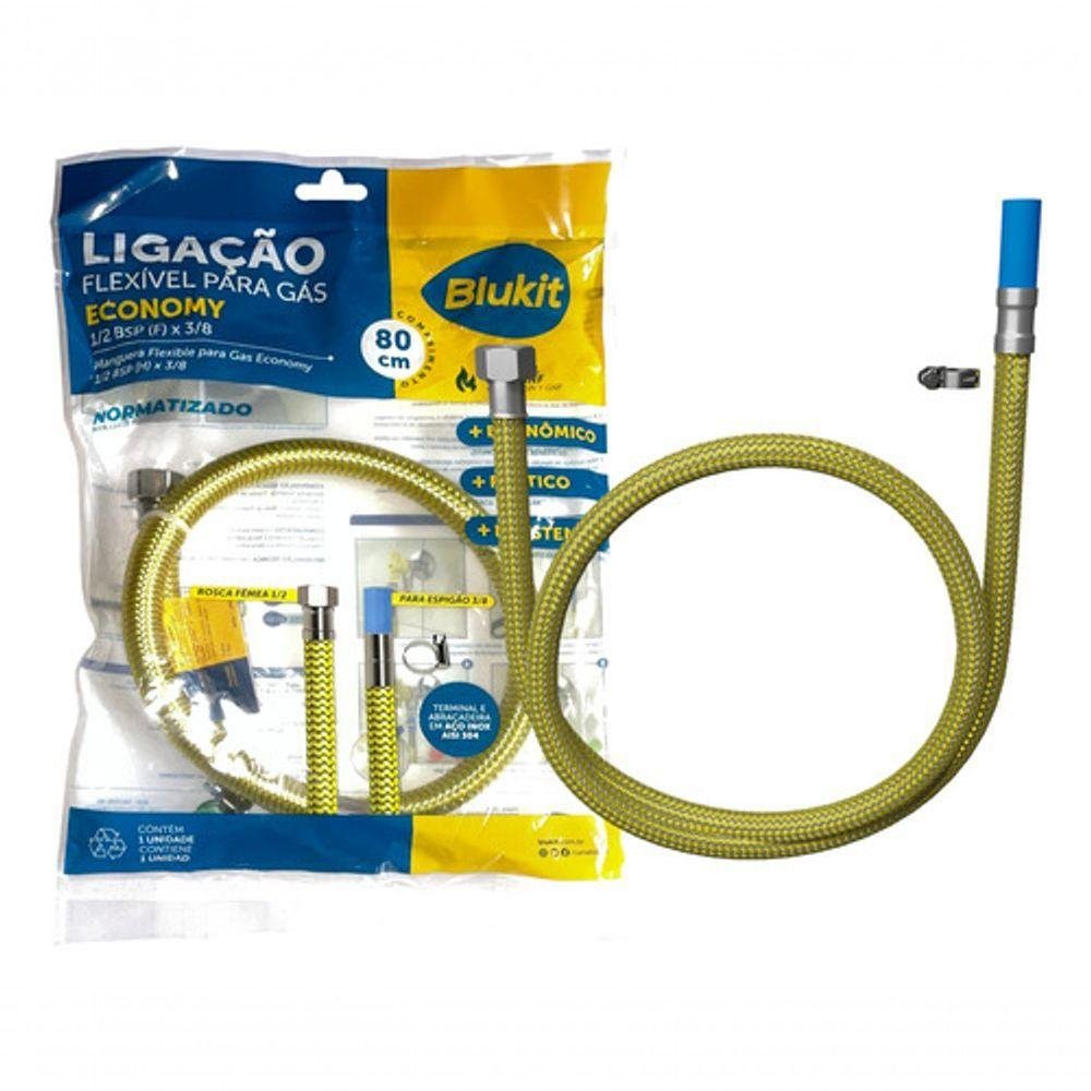 Mangueira Flexível Inox para Gás Econo M X F 1-2 0,80m Blukit ...